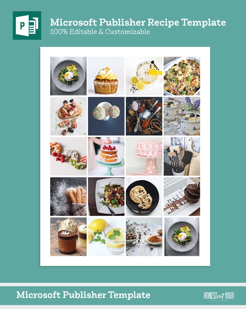 Cookbook / Recipe Template for Microsoft Publisher Instant Printable ...
