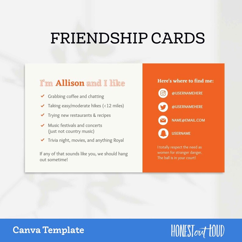 Friendship Card - Canva Template | Make Friends as an Adult With Social ...