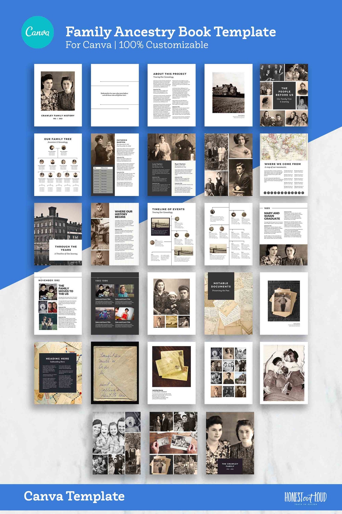 Ancestry Book Template Family Tree Family History and - Etsy