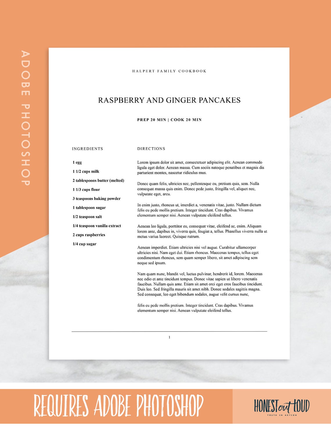 Photoshop Printable Recipe Template 8.5x11 and A4 Instant Download ...