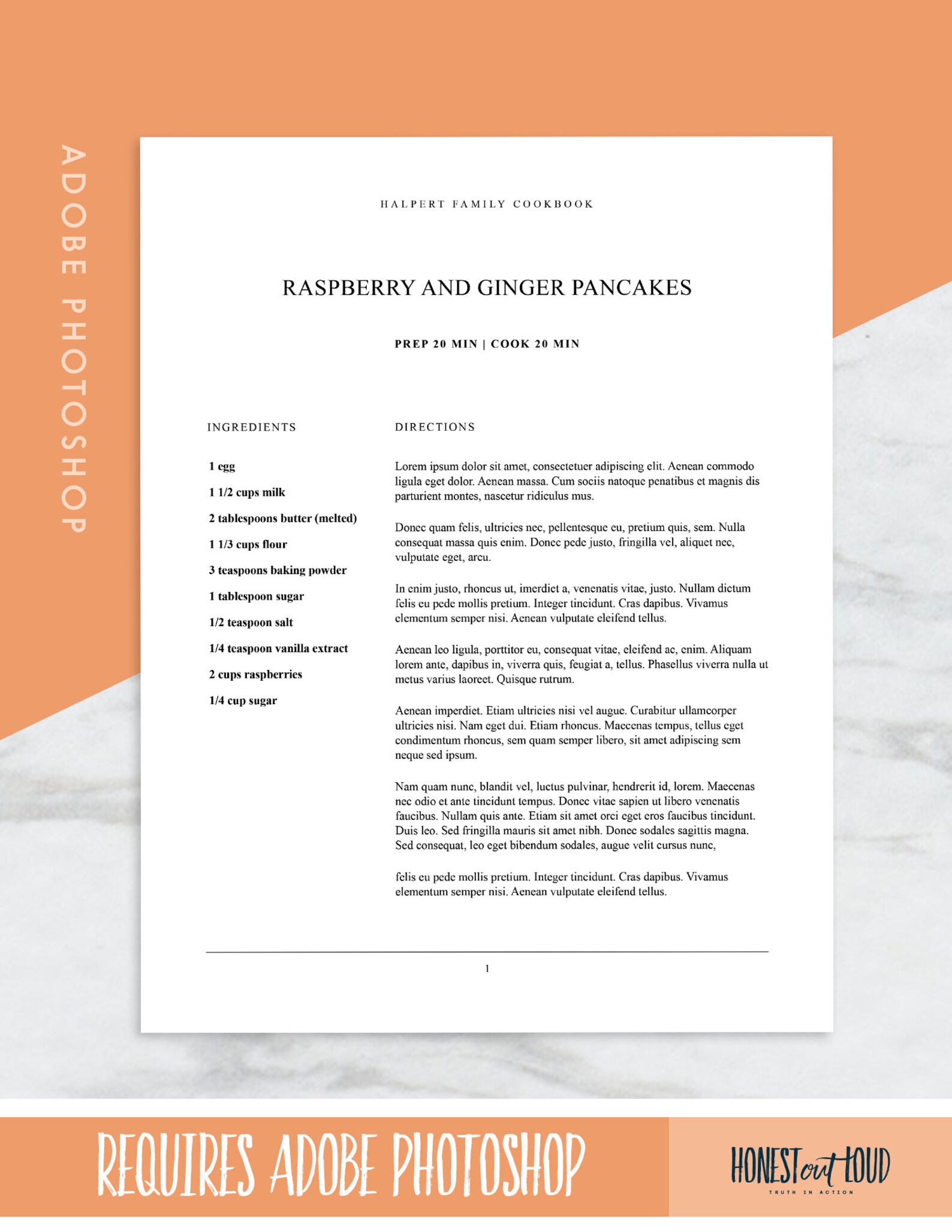 Photoshop Printable Recipe Template 8.5x11 and A4 Instant Download ...