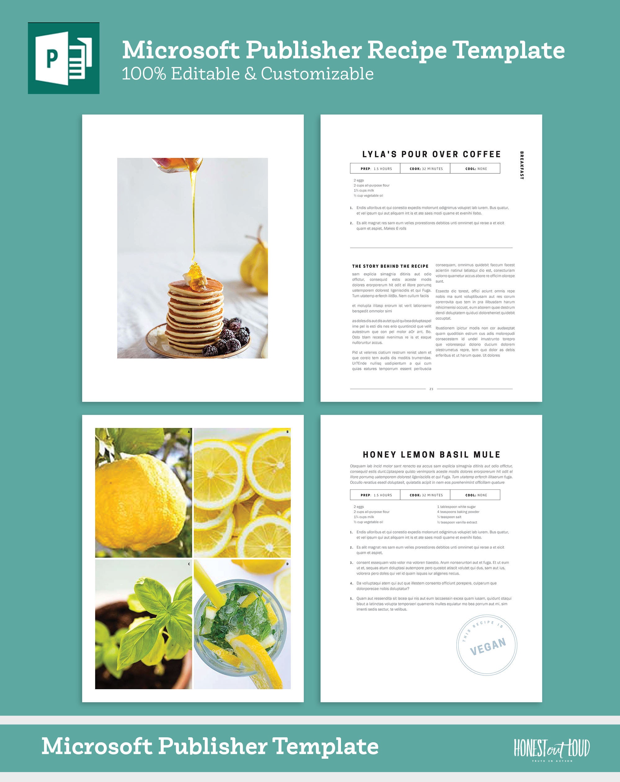 Cookbook / Recipe Template for Microsoft Publisher | Instant Printable ...