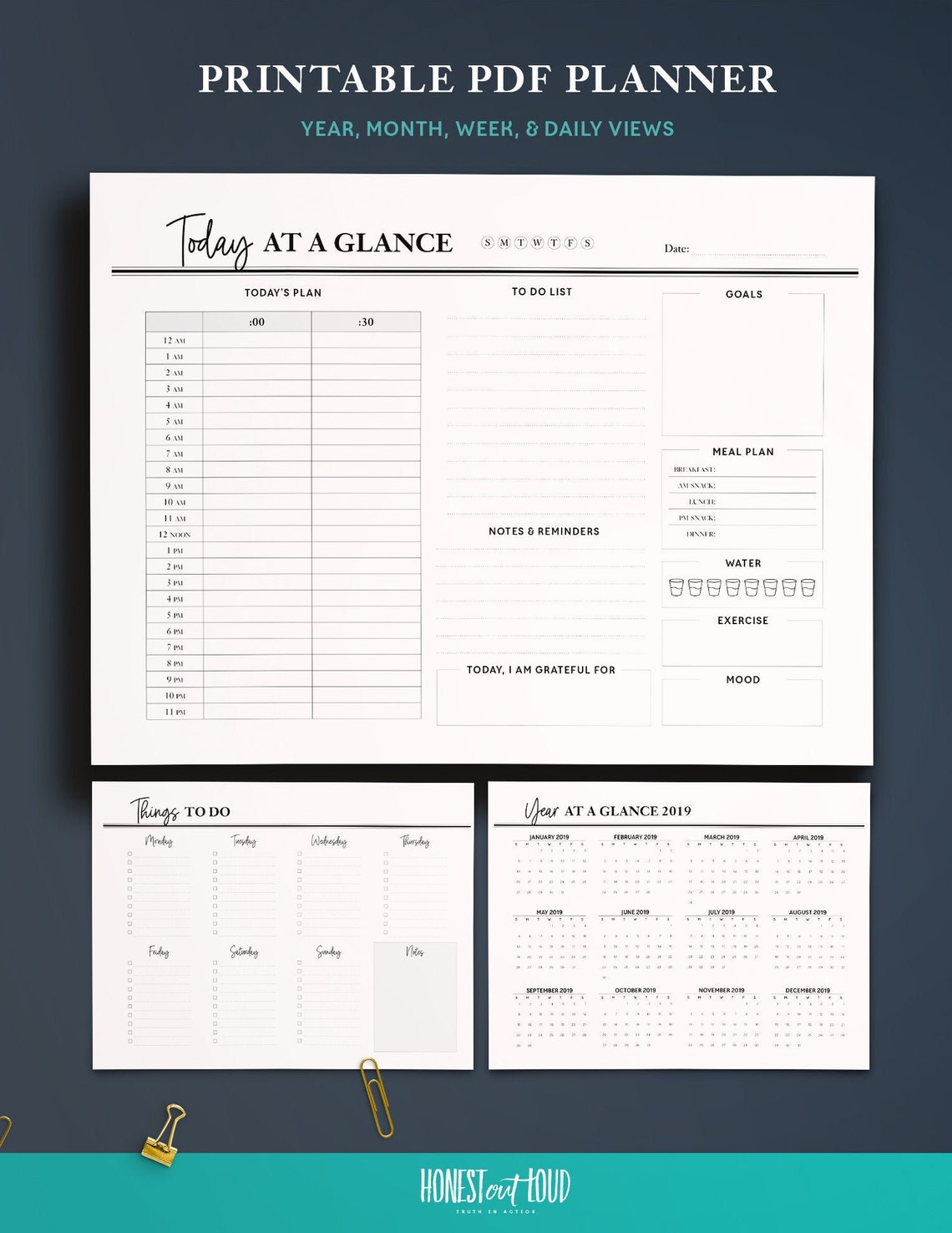 Printable PDF Planner for 2020-2021 Day Week Month - Etsy
