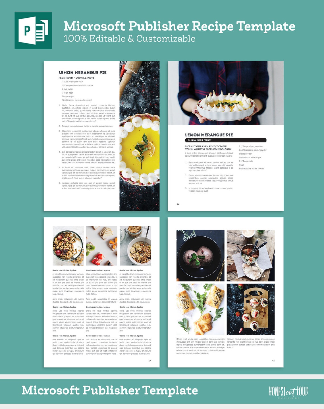 Recipe Template & Cookbook Template for Microsoft Publisher | Instant ...