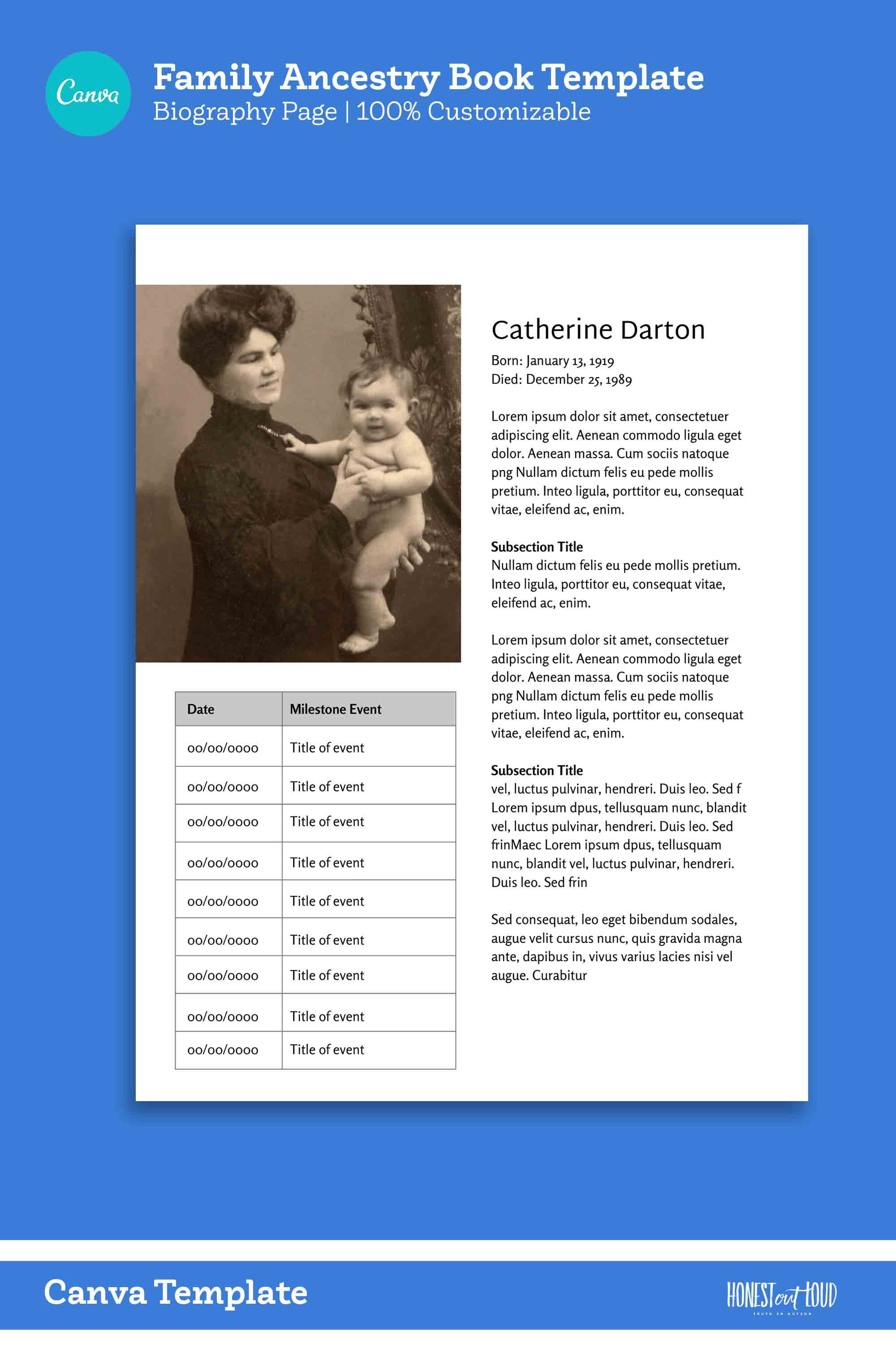 Ancestry Book Template | Family Tree Family History and Genealogy ...
