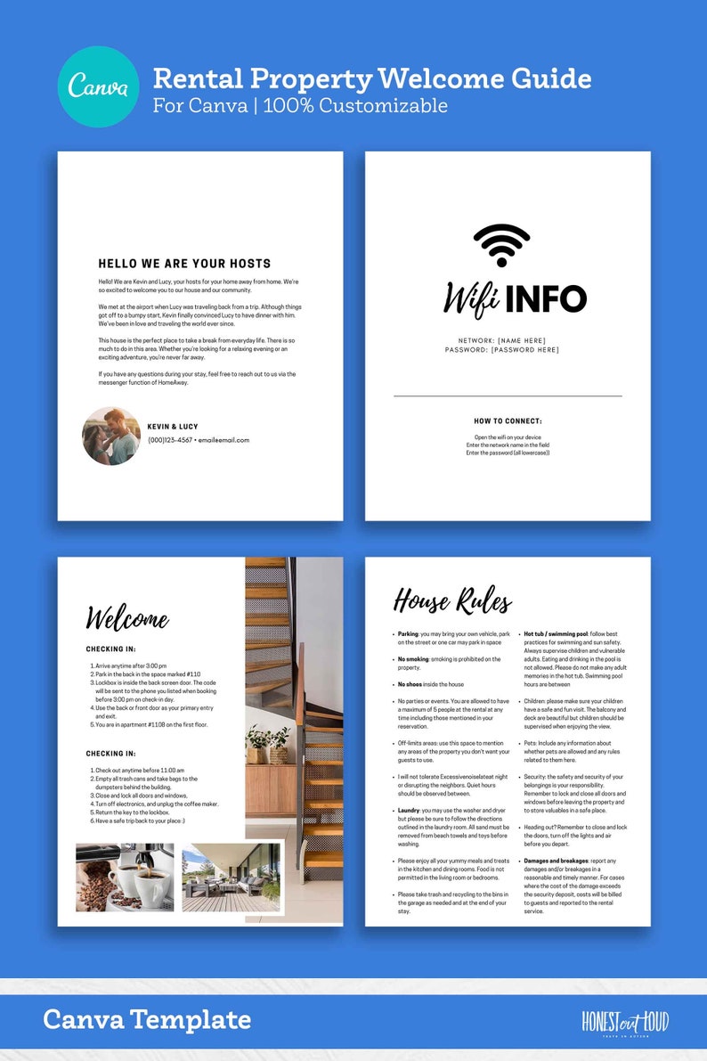 Rental Welcome Guide Template for Airbnb VRBO Hosts | Home Rental ...