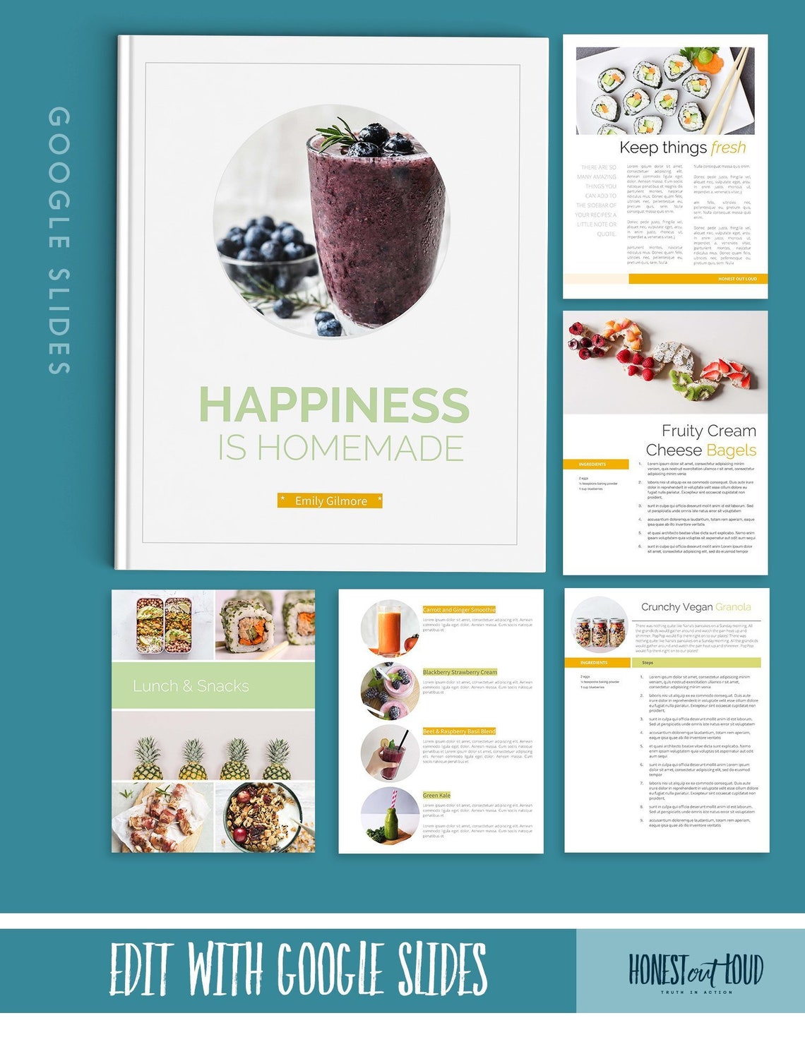 Recipe Cookbook Template 8.5x11 Instant Digital Download, Google Slides ...