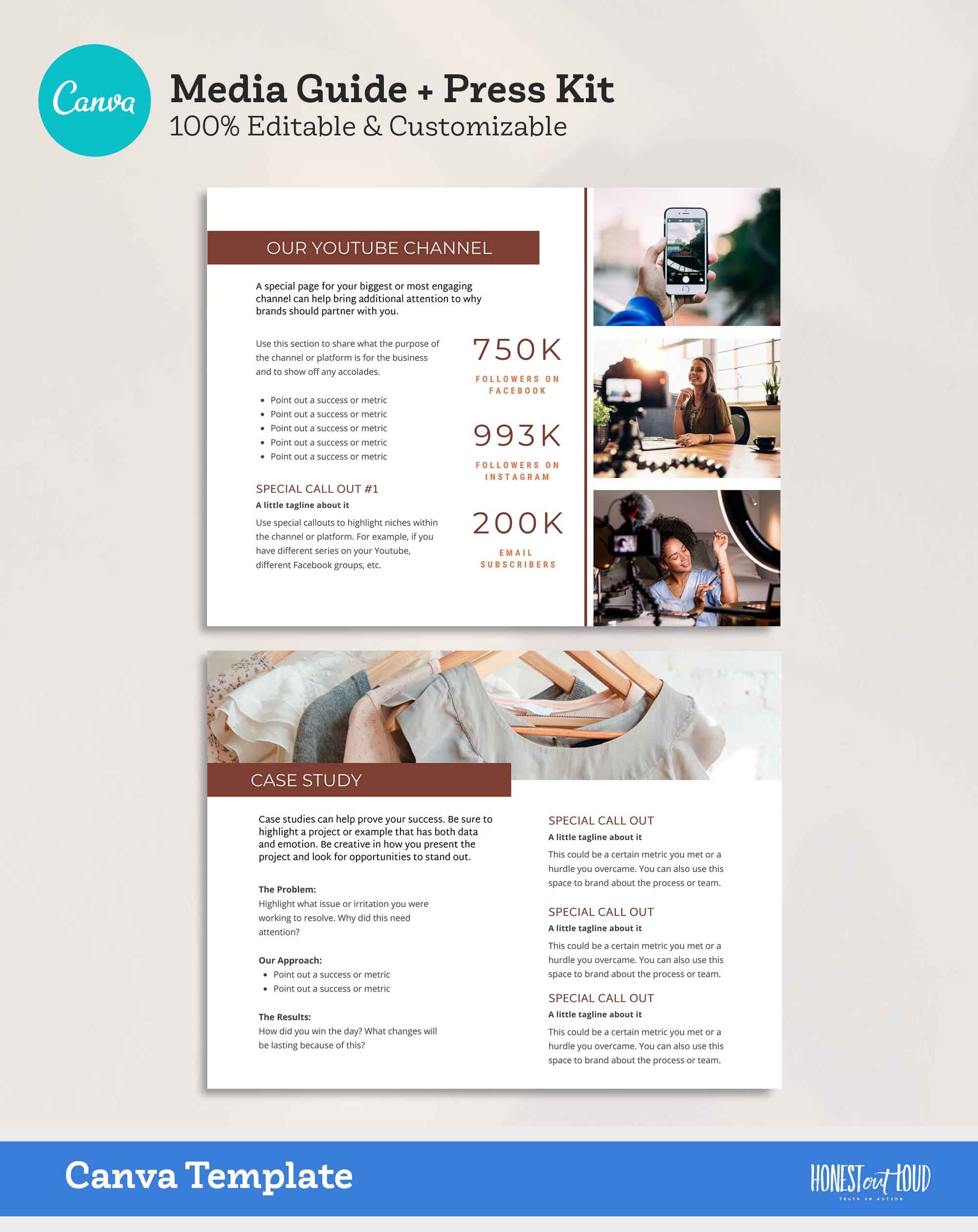 Media Press Kit Template for Influencers Businesses and - Etsy