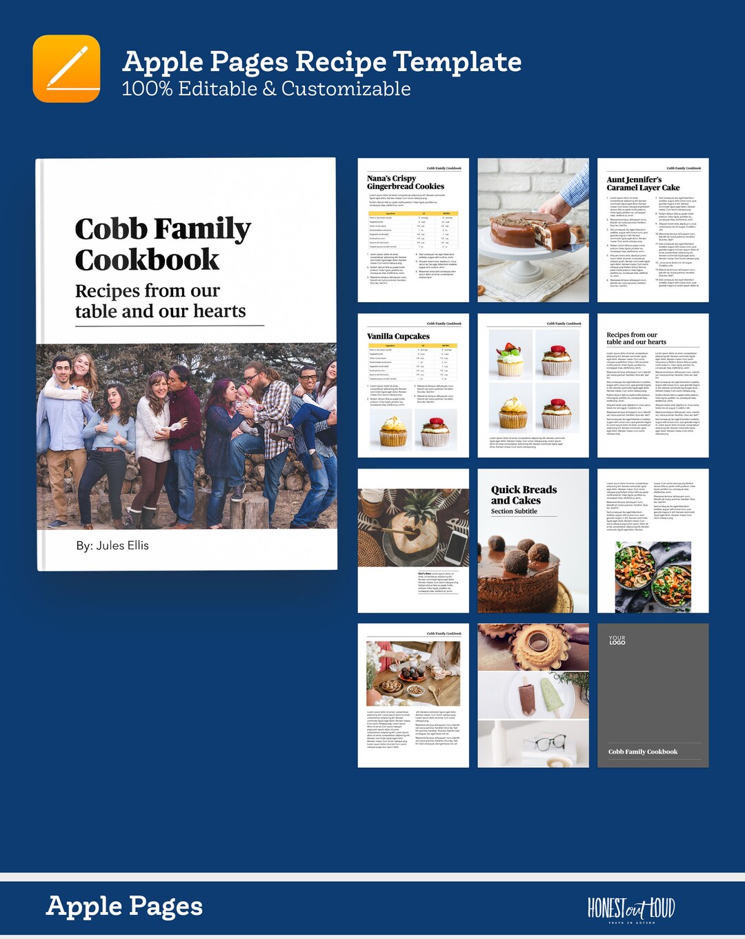 Minimalist Cookbook & Recipe Template for Apple Pages | Printable ...