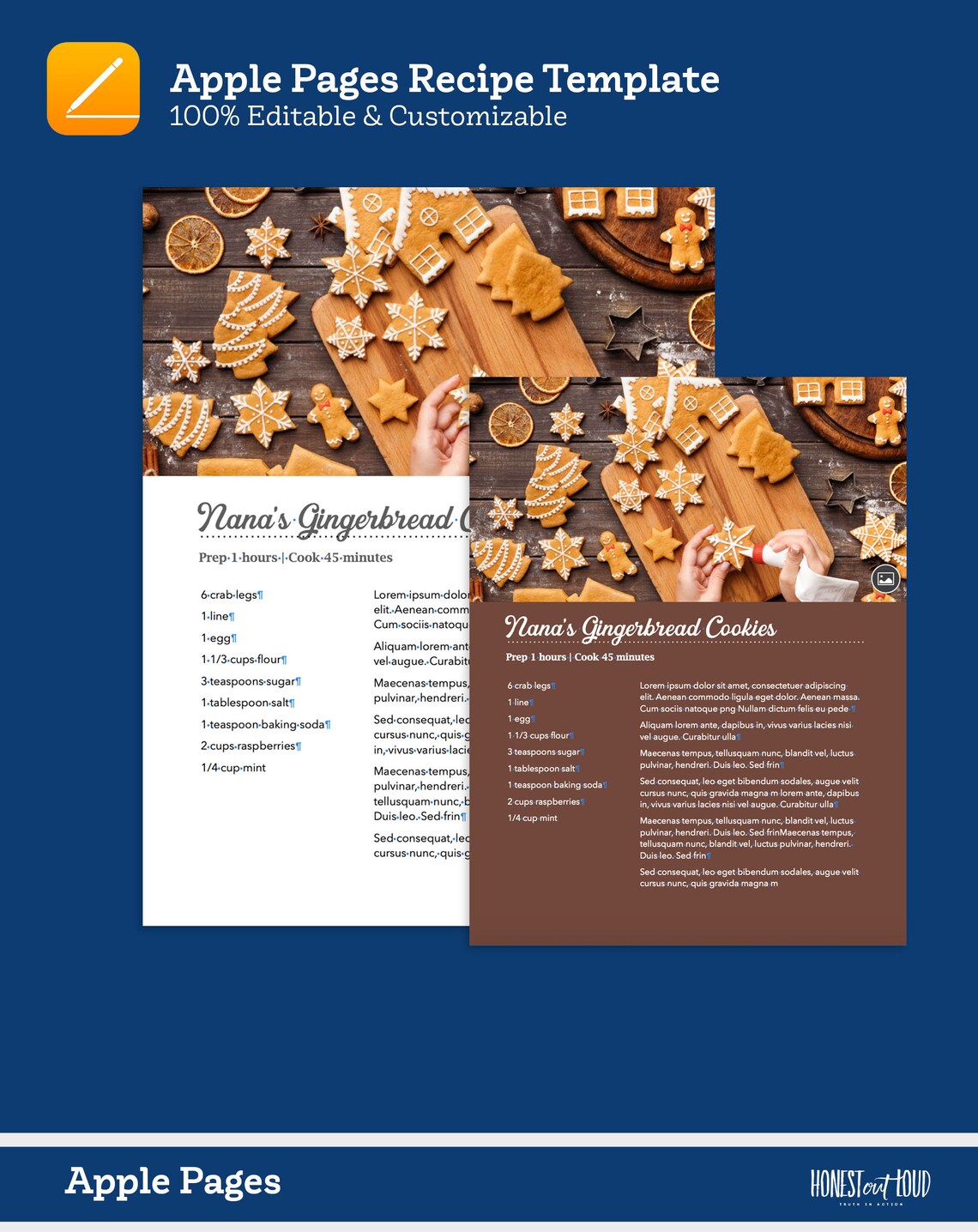 Christmas Cookie Recipe Template Apple Pages Letter - Etsy