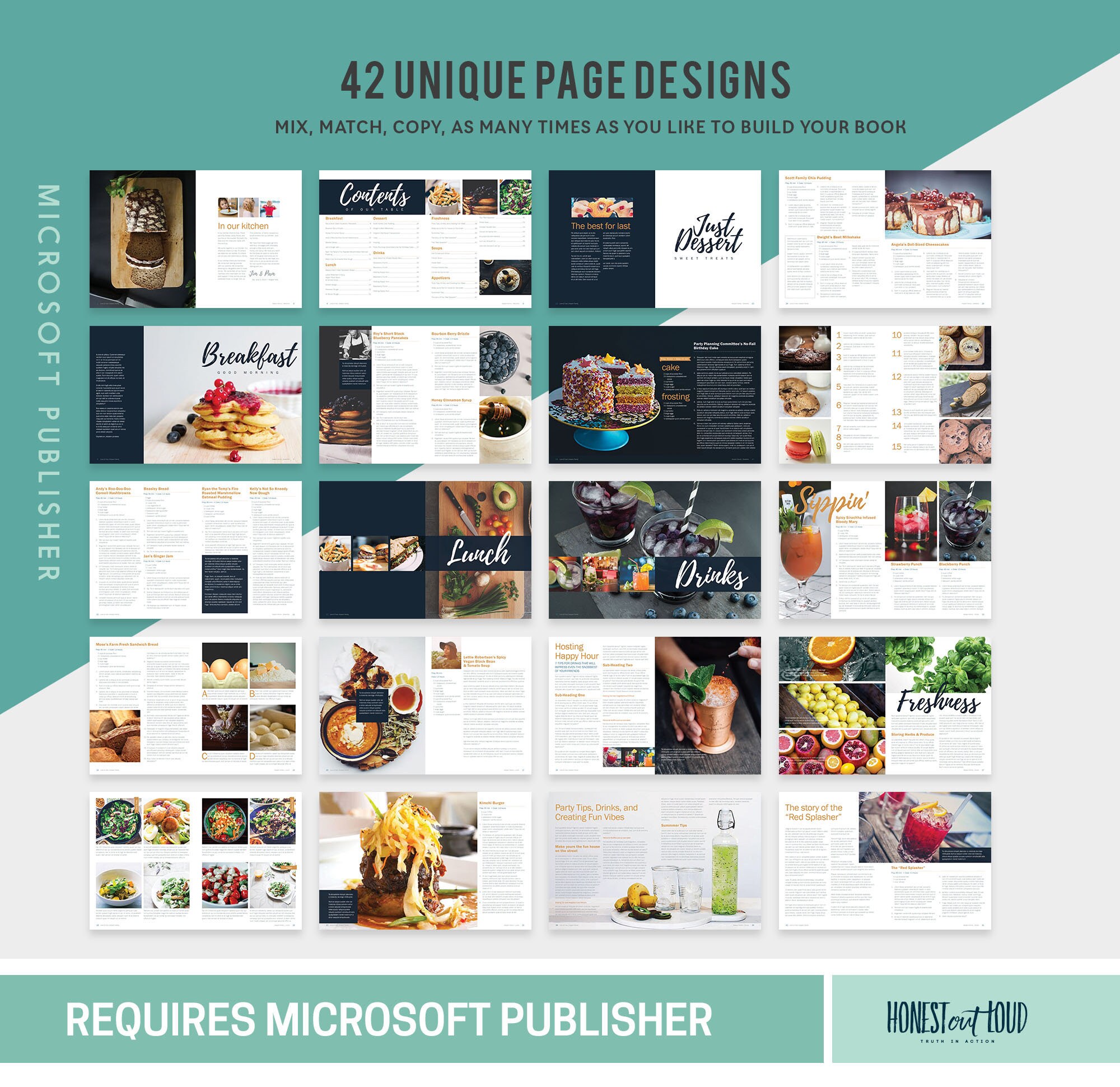 Recipe Cookbook Template for Microsoft Publisher | Instant Printable ...