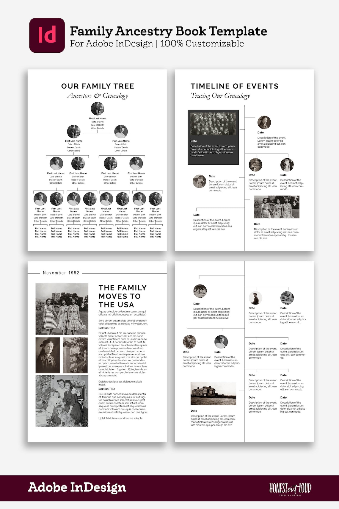 Ancestry Book Template | Family Tree Family History Genealogy Book ...