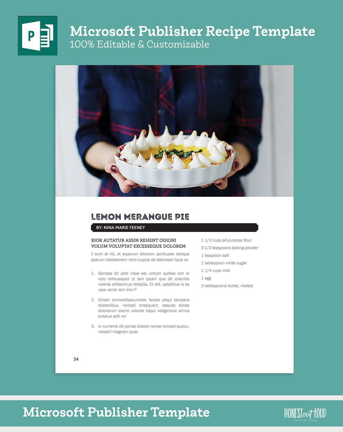 Recipe Template & Cookbook Template for Microsoft Publisher | Instant ...