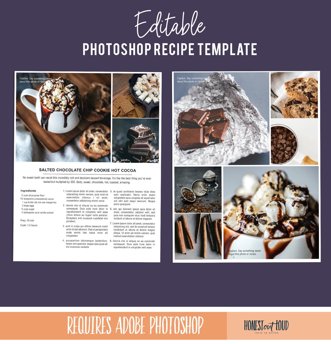 Photoshop Recipe Binder and Custom Cookbook Template, Printable ...