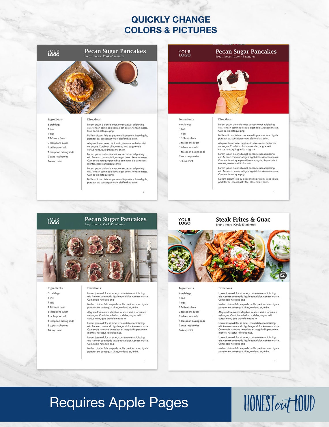 Recipe Cookbook Template for Apple Pages | Printable Instant Download ...