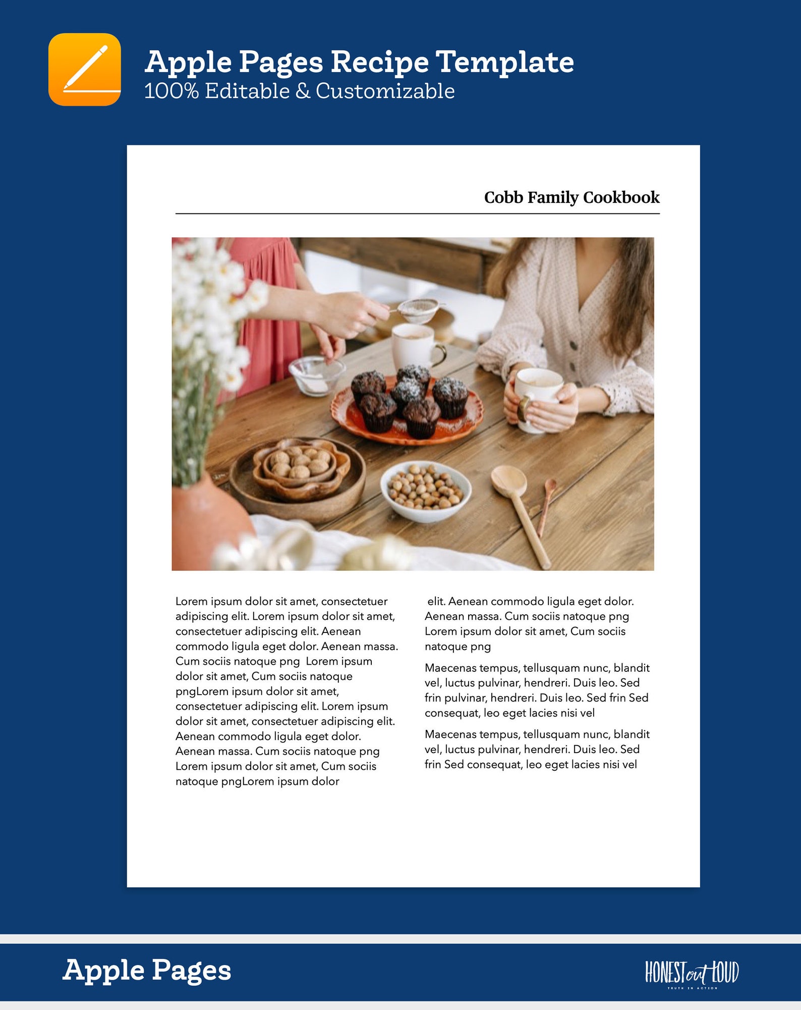 Cookbook & Recipe Template for Apple Pages - Mini Book | Letter 8.5"x11 ...