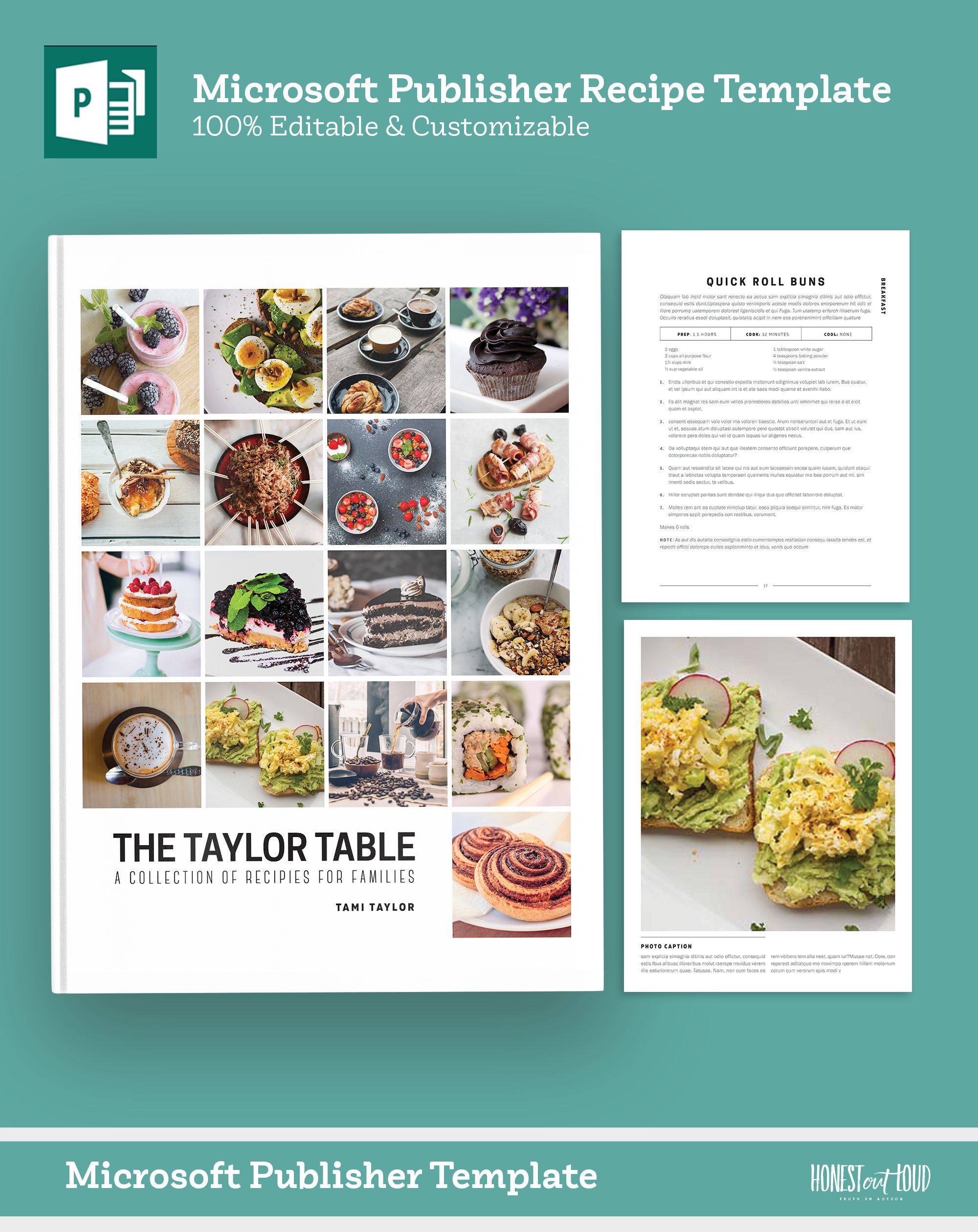 Cookbook / Recipe Template for Microsoft Publisher Instant Printable ...