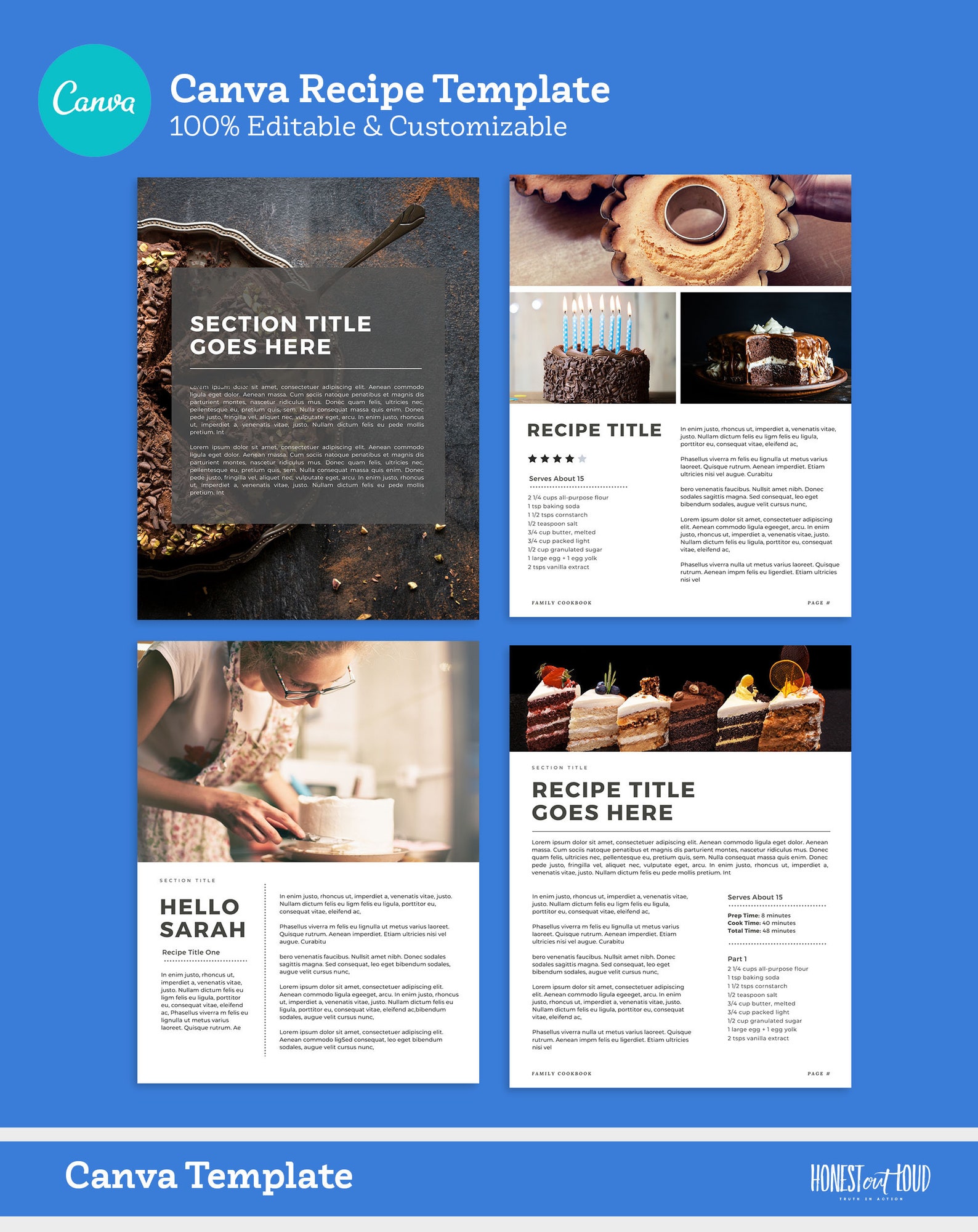 Cookbook and Recipe Template for Canva Instant Printable Download ...