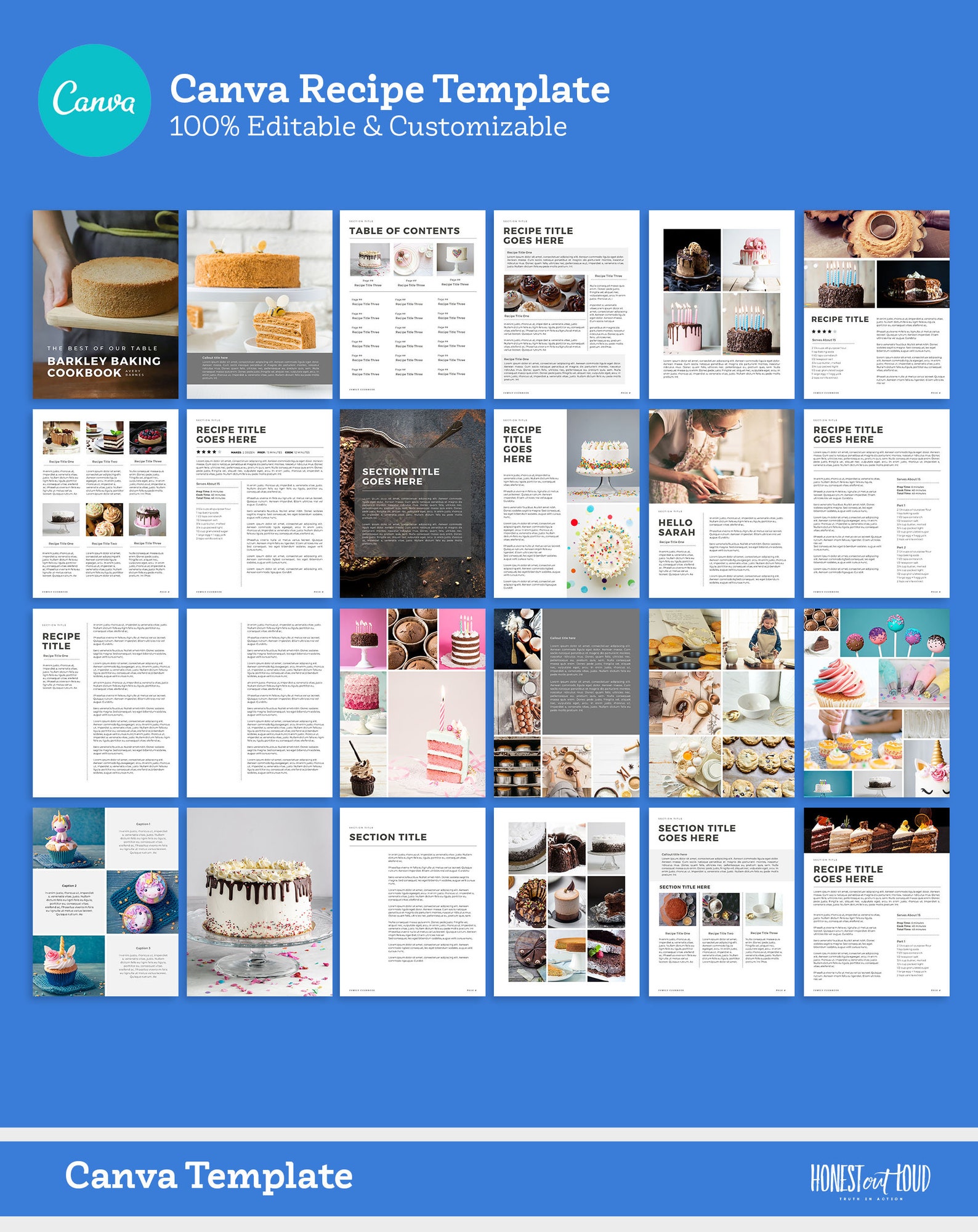 Cookbook and Recipe Template for Canva Instant Printable Download ...