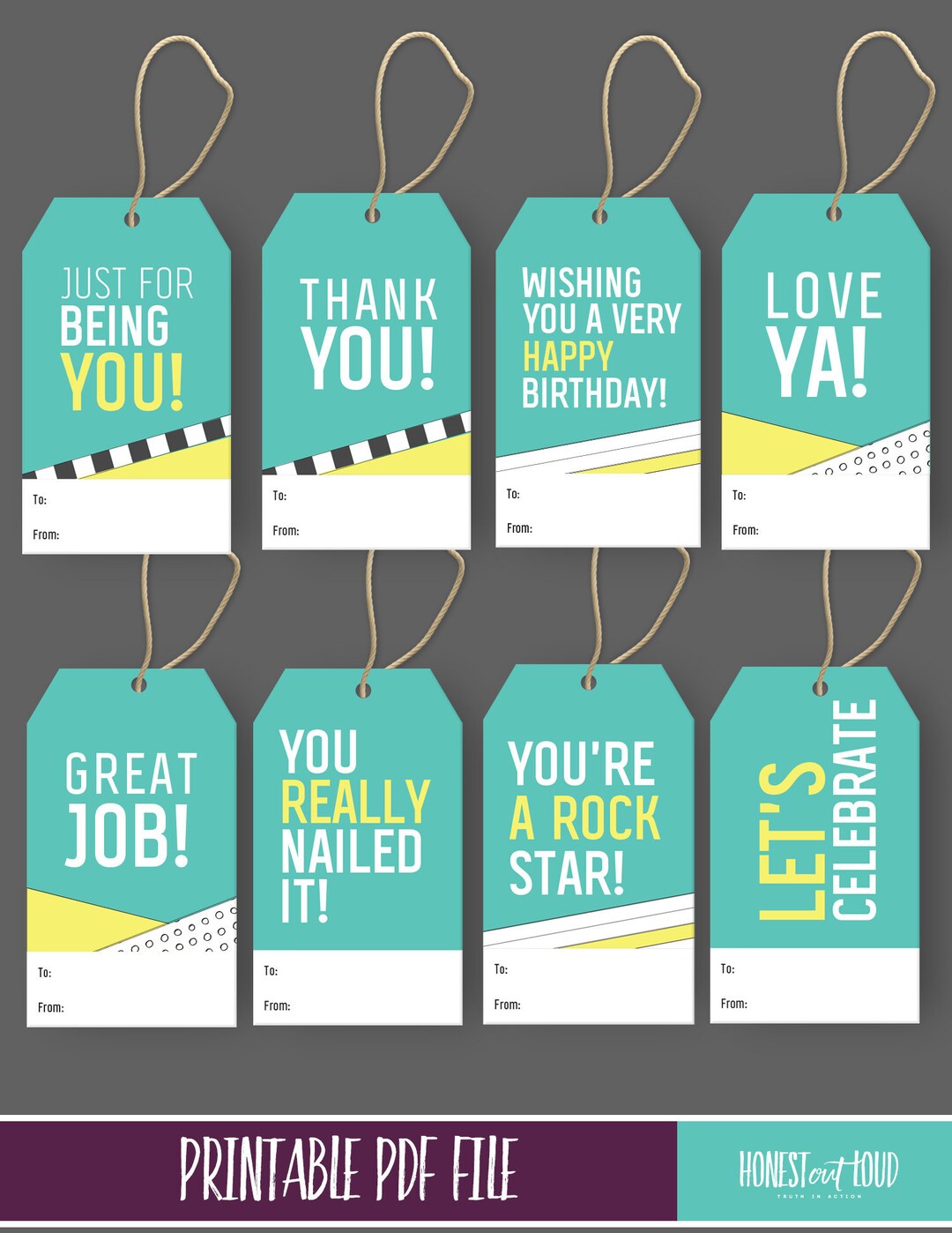 Printable PDF Tags Celebration Congratulations Instant - Etsy
