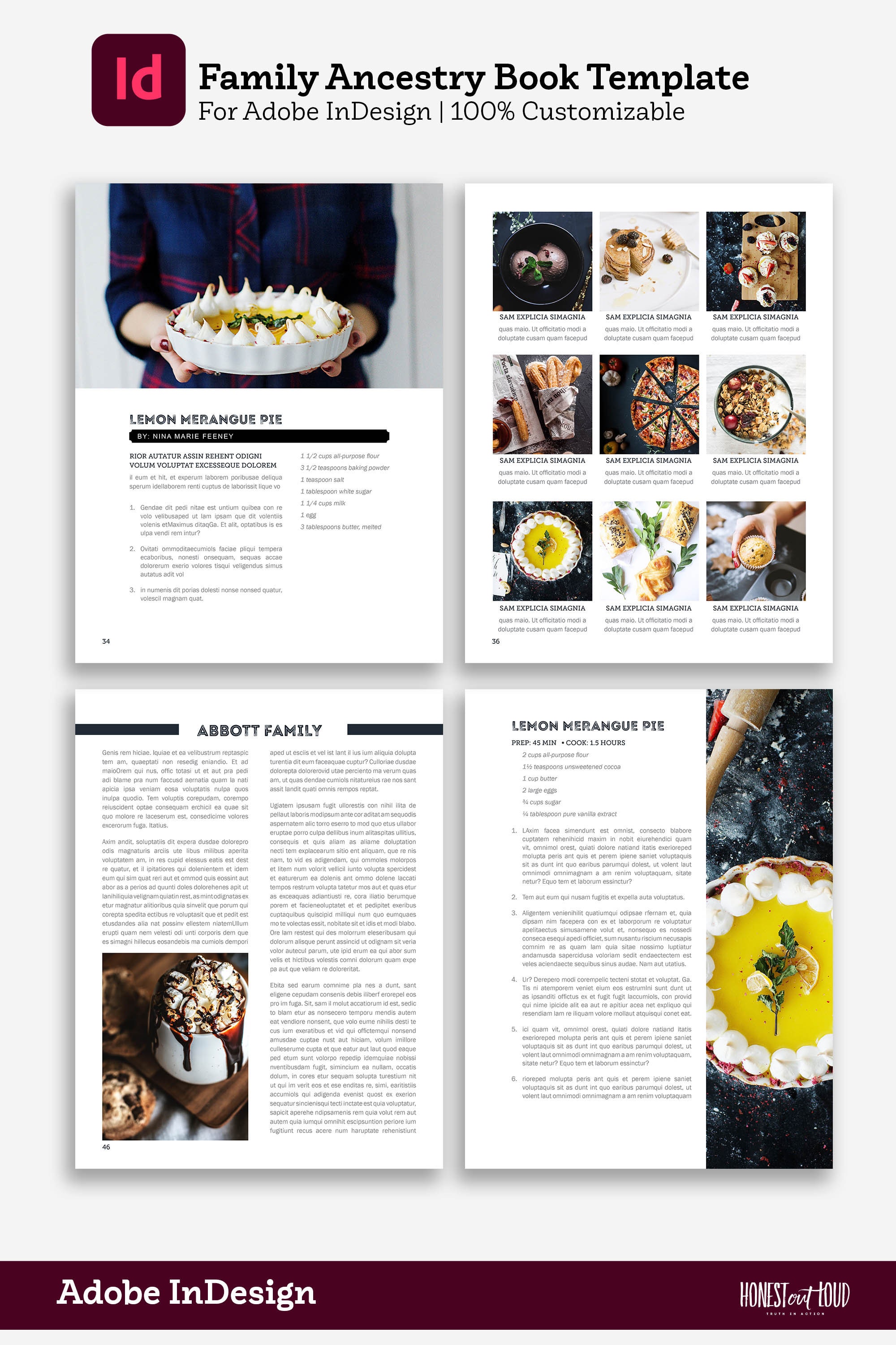 Cookbook and Recipe Template for Adobe Indesign Instant Printable ...