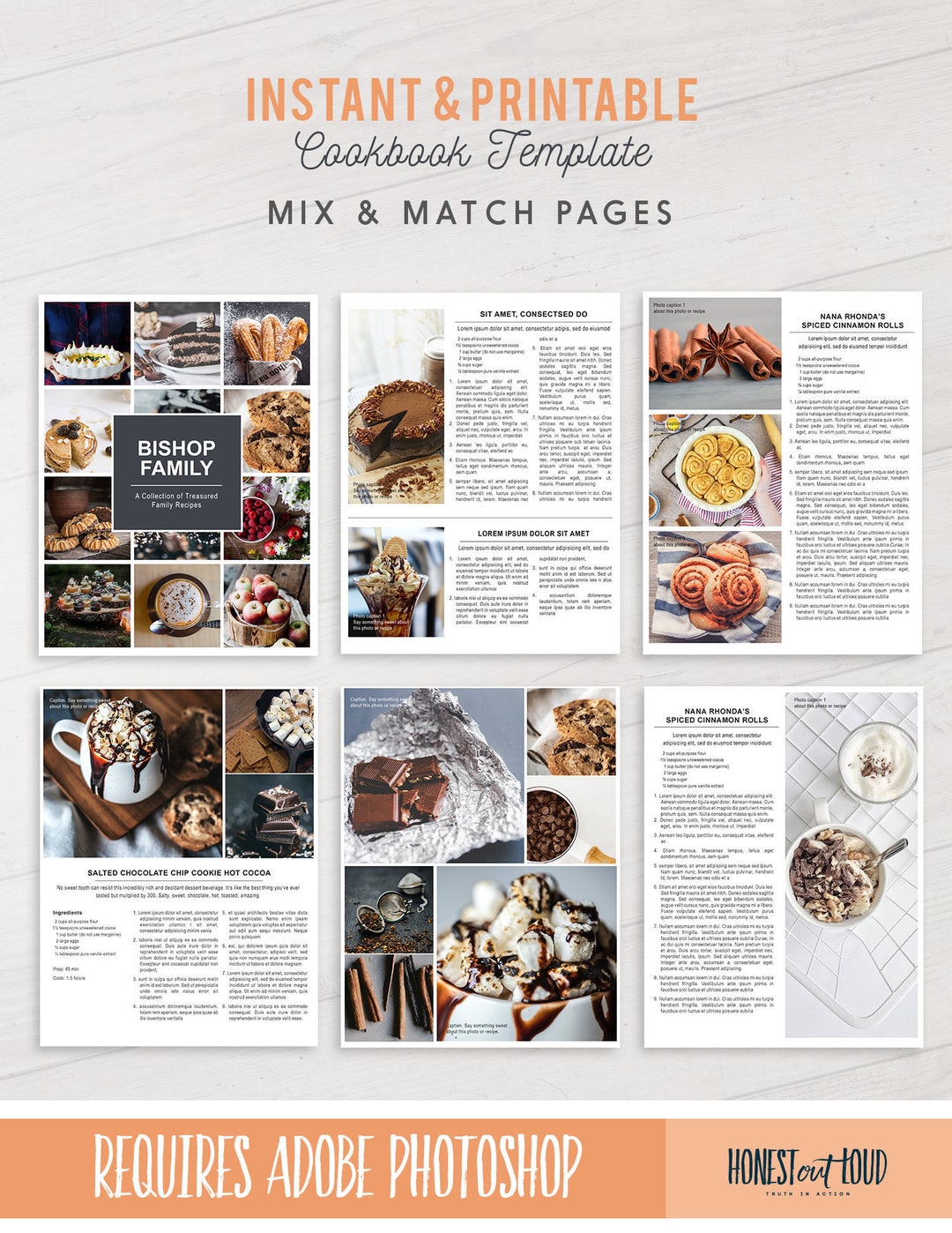 Photoshop Printable Recipe Template US Letter 8.5x11 Instant Download ...