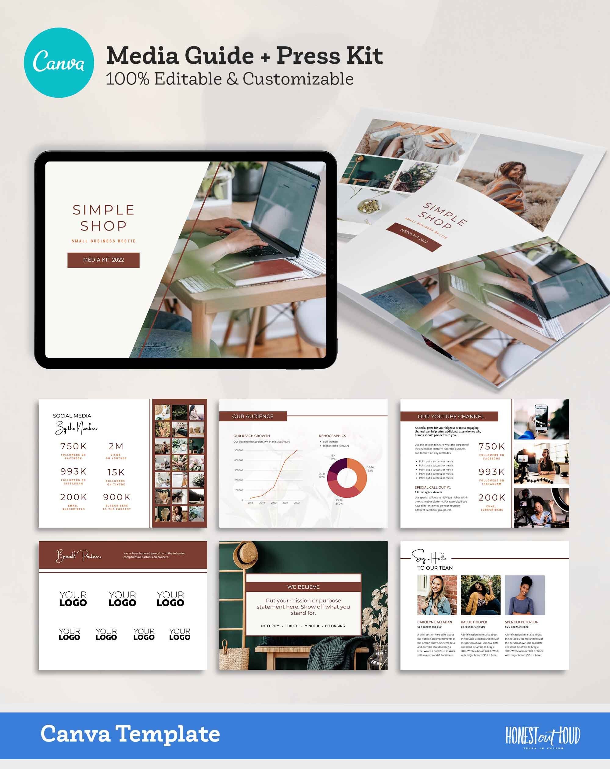 Media Press Kit Template for Influencers Businesses and - Etsy