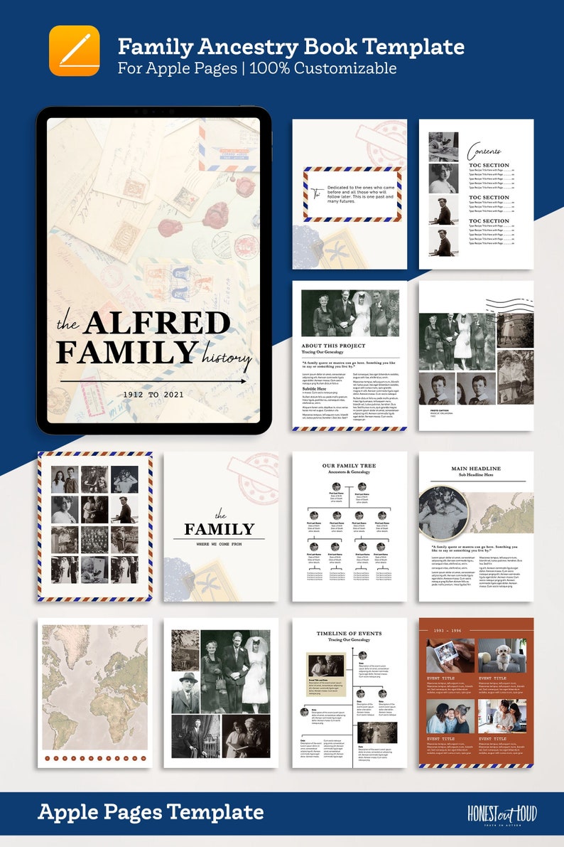 Ancestry Book Template | Family Tree Family History Genealogy Book ...