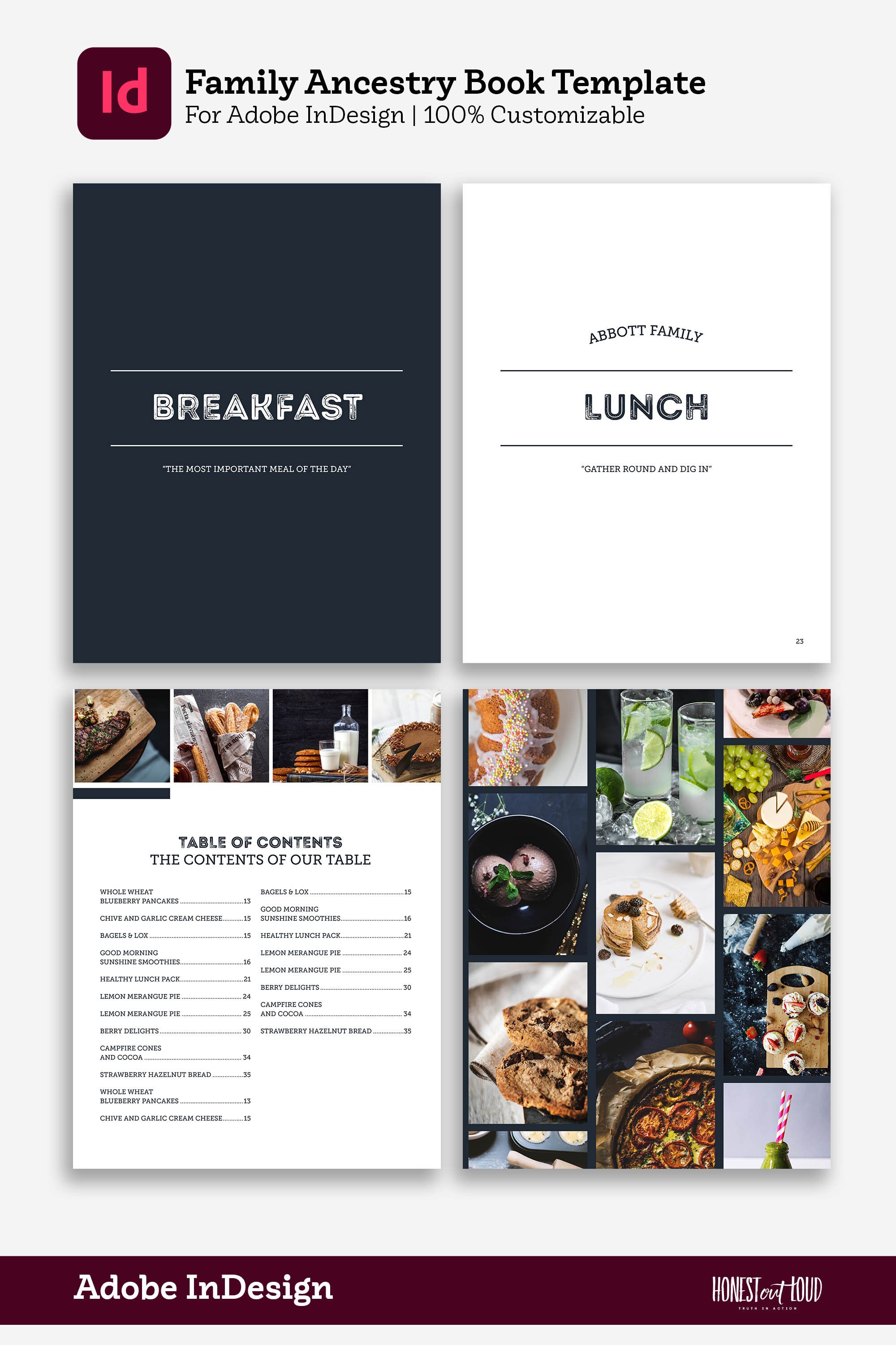 Cookbook and Recipe Template for Adobe Indesign Instant Printable ...