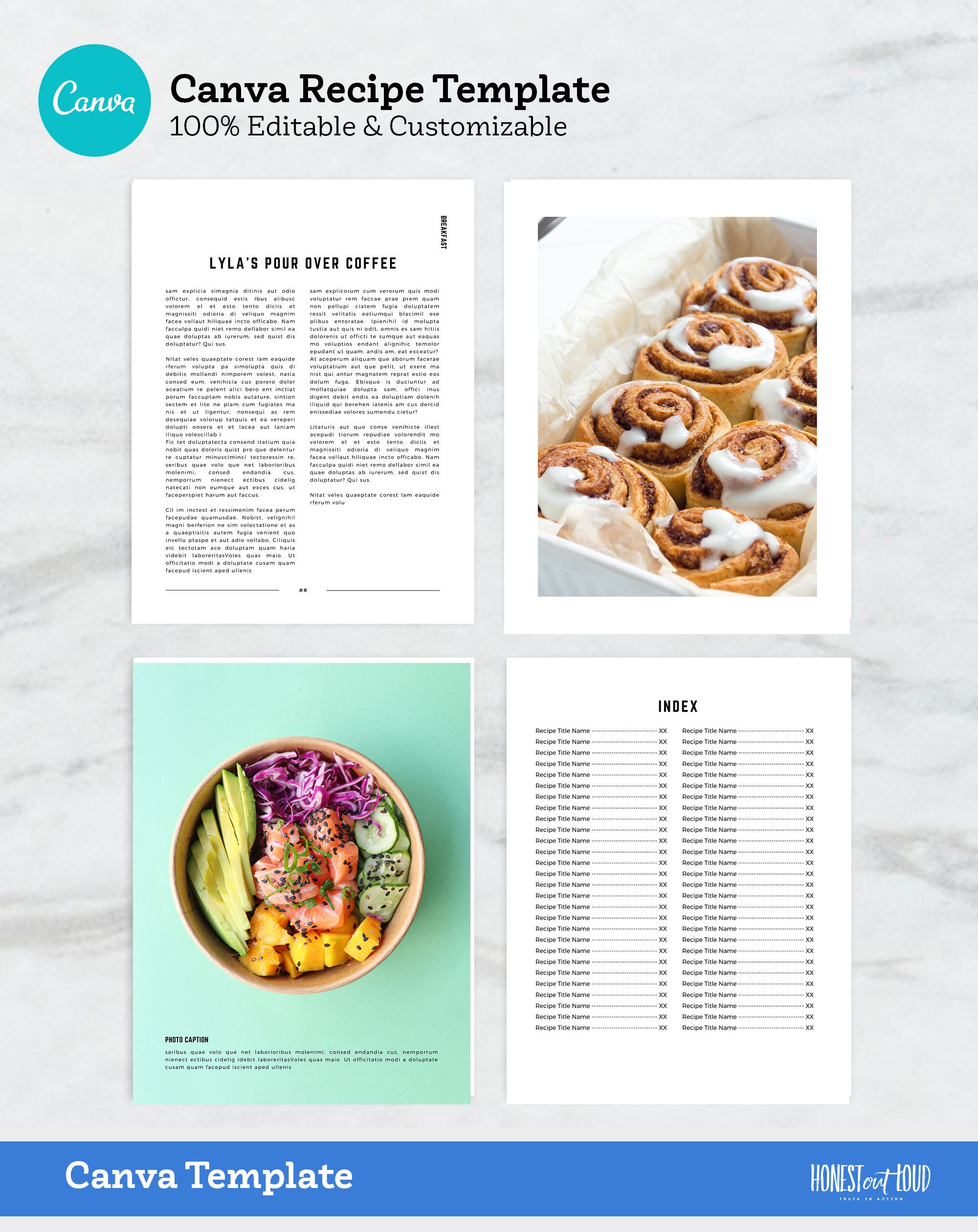 Cookbook and Recipe Template for Canva | Instant Printable Download ...