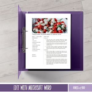 Recipe Template Printable Microsoft Word - 8.5x11 Instant Download ...