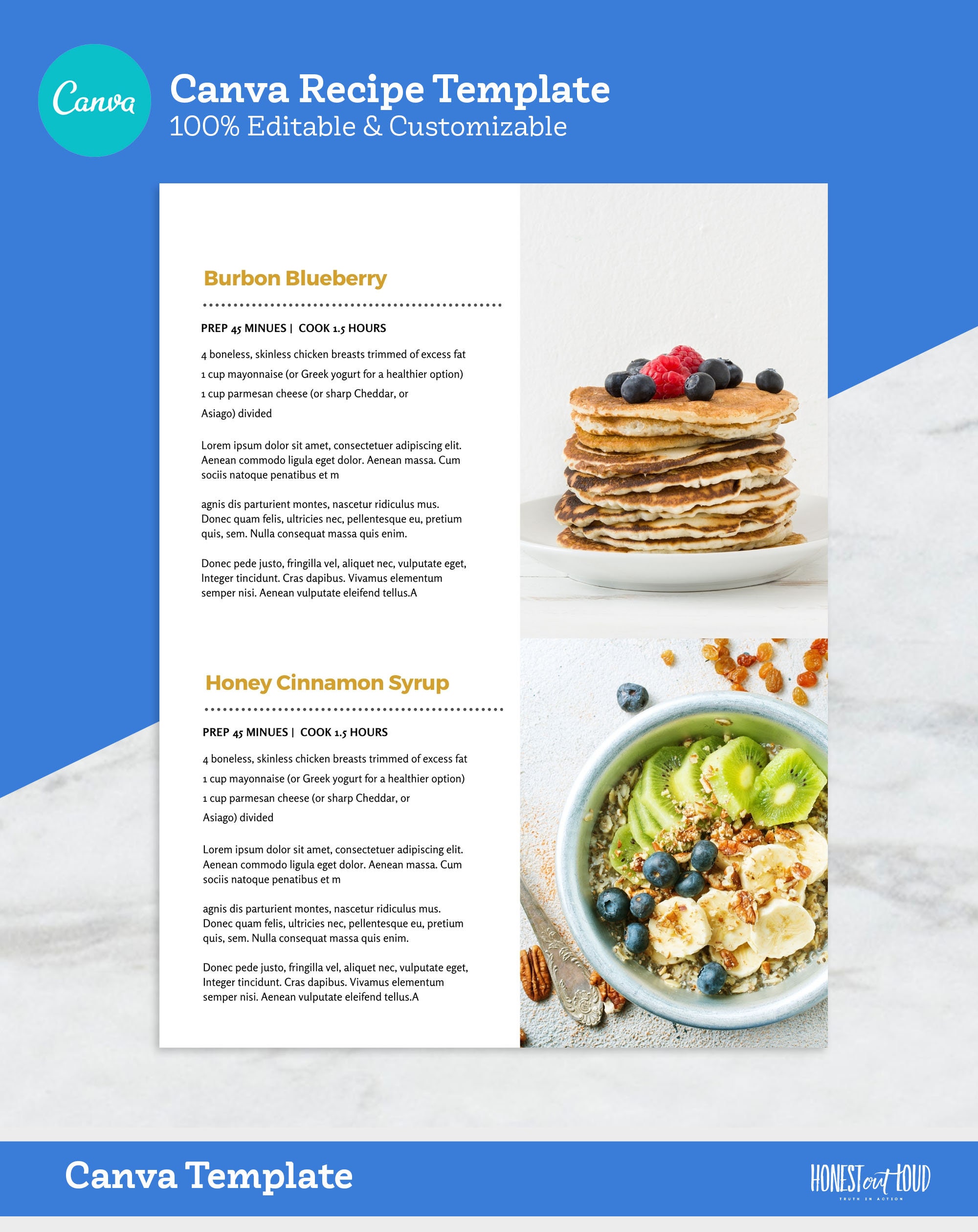 Canva Cookbook Recipe Template US Letter & A4 Sizes Custom - Etsy