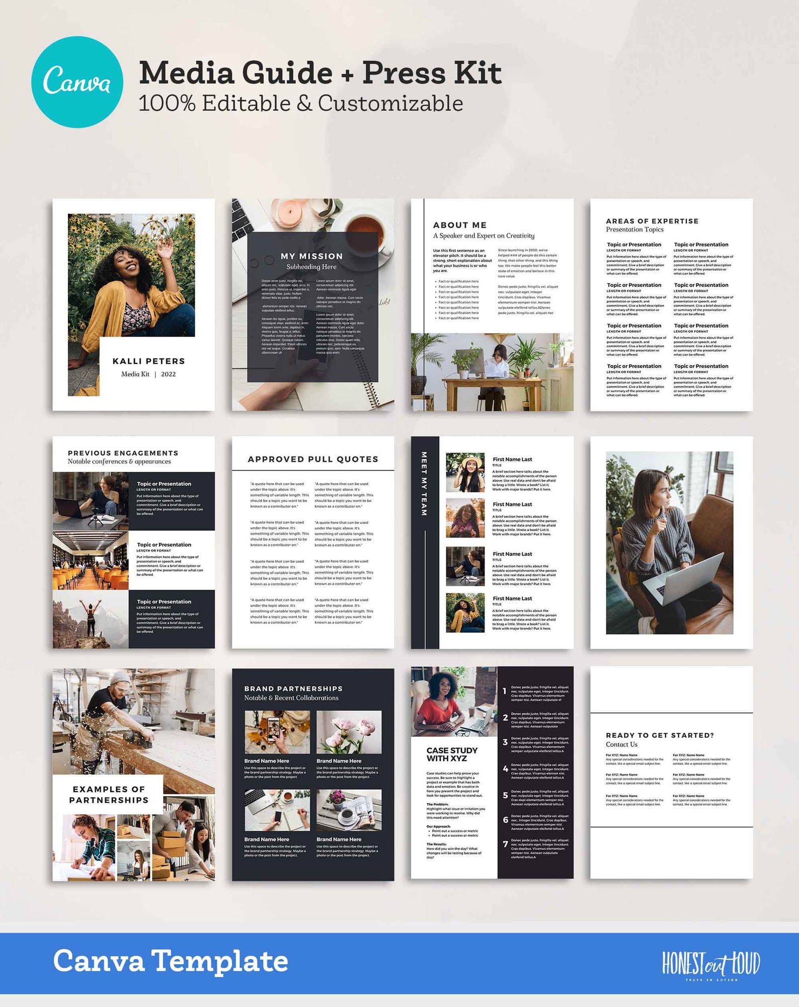 Media Press Kit Template for Influencers, Business Owners, and Public ...