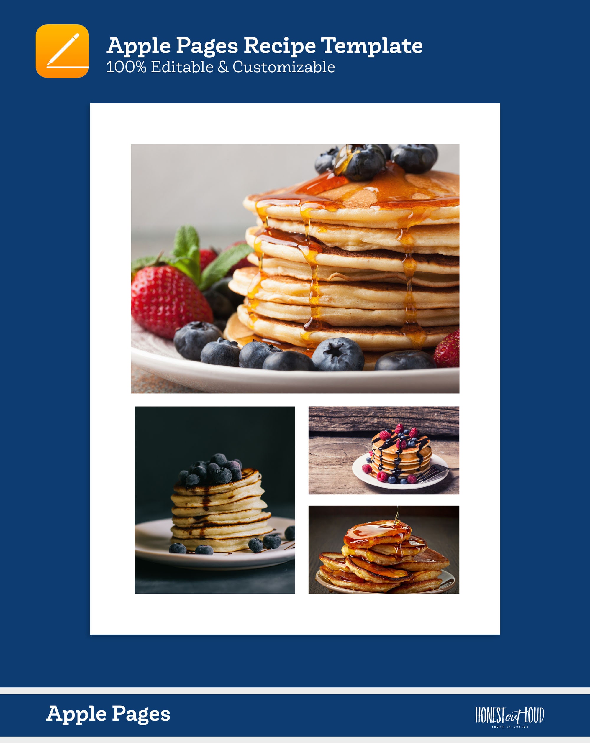 Printable Recipe Template Apple Pages Cookbook & Meal Planning A4 8 ...