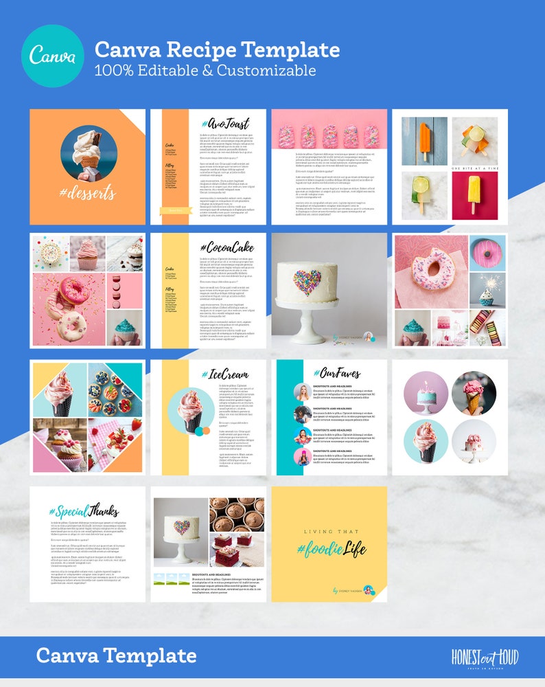 Canva Recipe and Printable Cookbook Template Digital Download Square ...