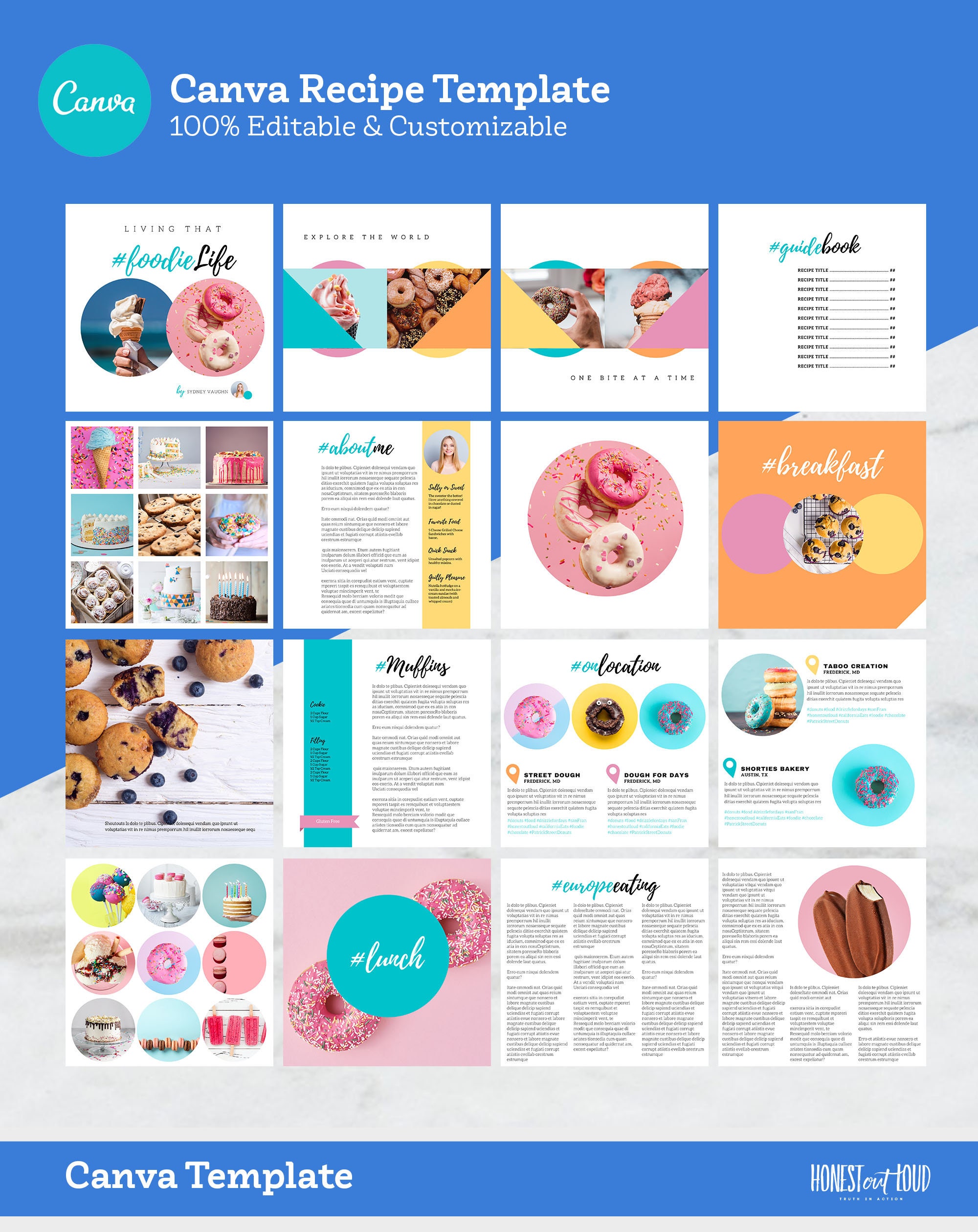 Canva Recipe and Printable Cookbook Template Digital Download Square ...