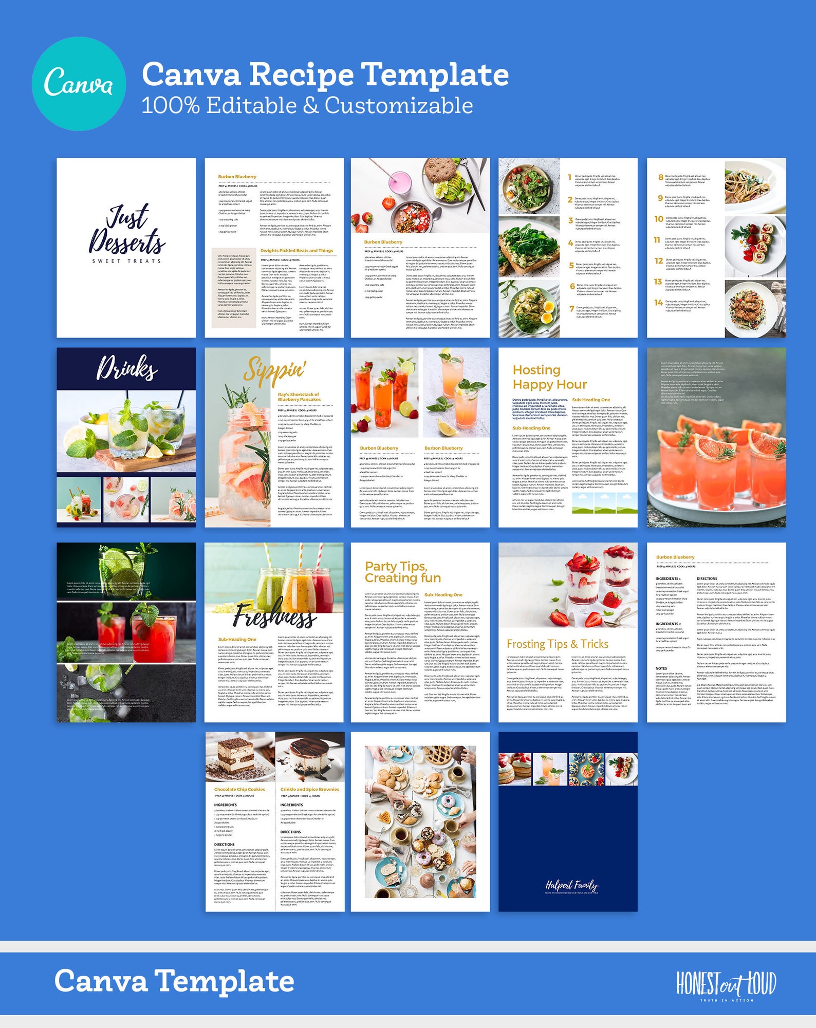 Canva Cookbook Recipe Template US Letter & A4 Sizes Custom - Etsy