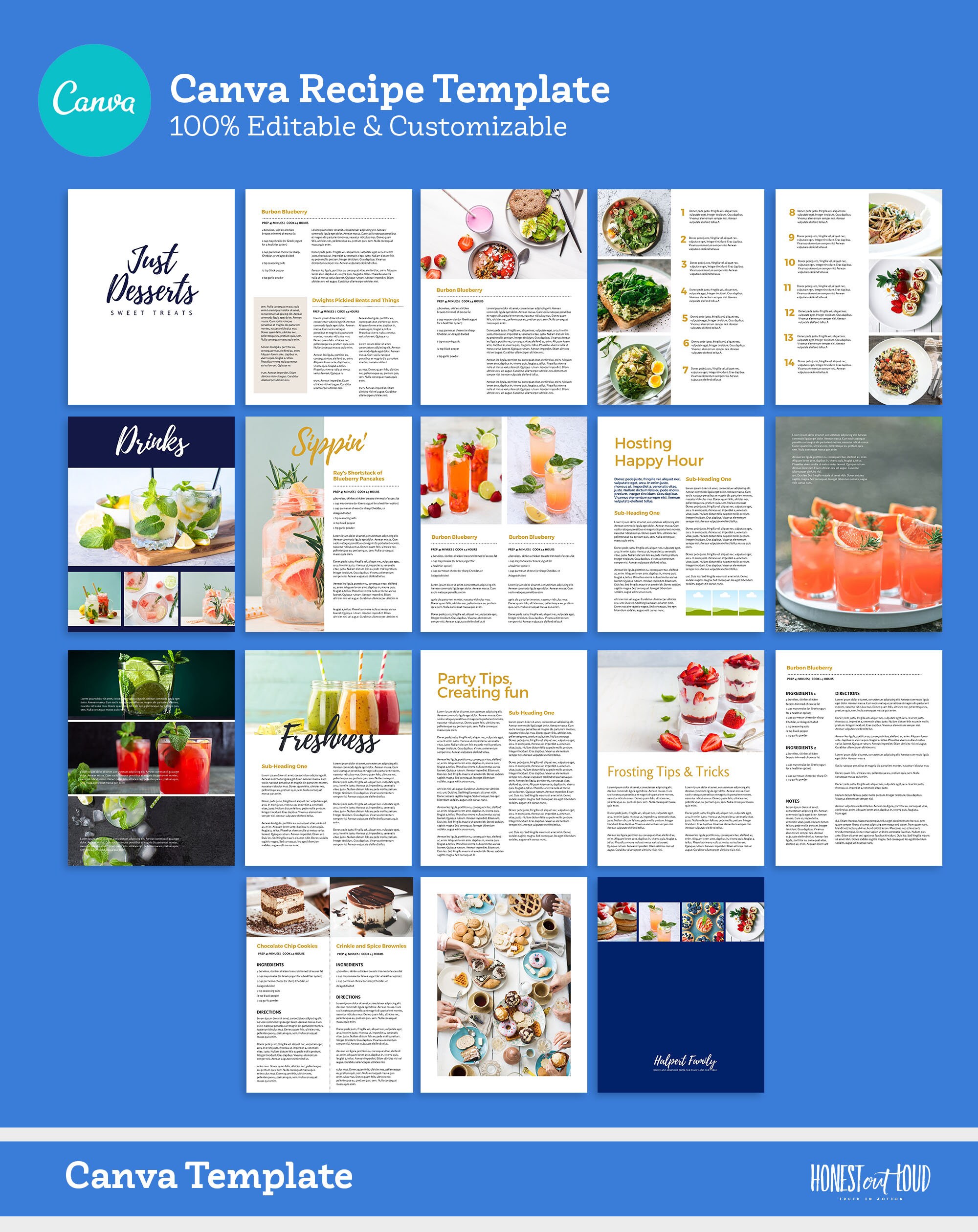 Canva Cookbook Recipe Template US Letter & A4 Sizes Custom - Etsy