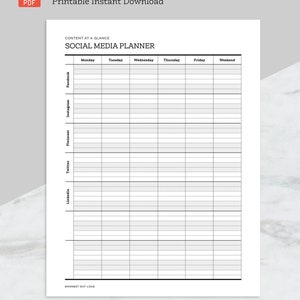 Social Media Planner Printable PDF, Minimalist Style Instant Download ...
