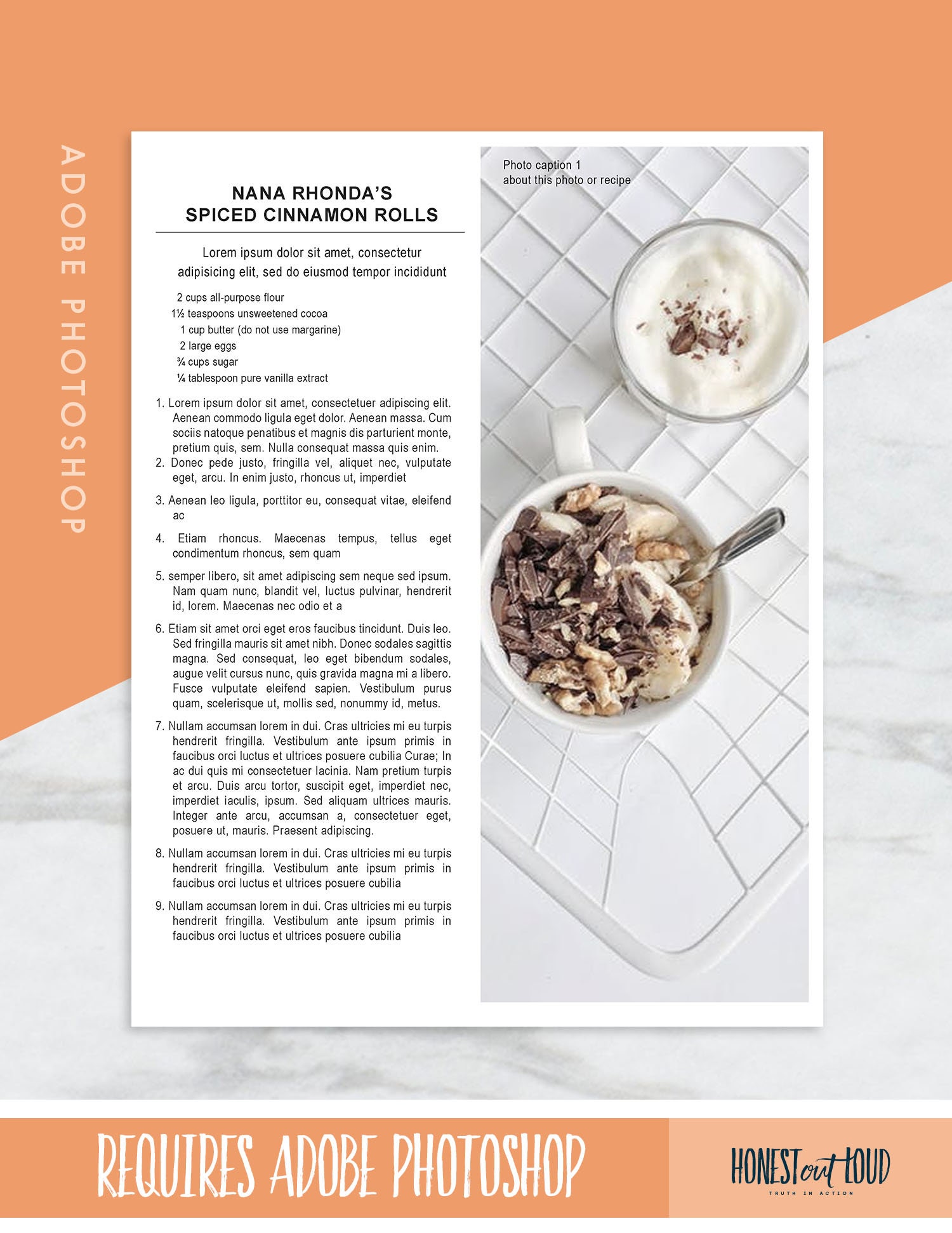 Photoshop Printable Recipe Template US Letter 8.5x11 Instant | Etsy