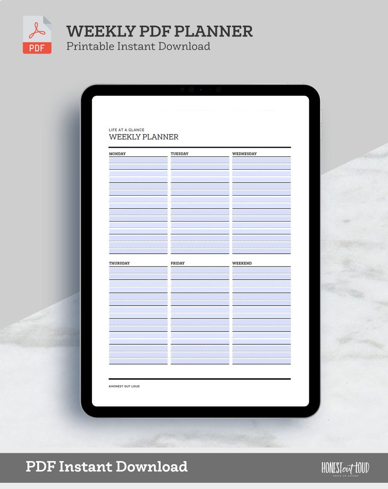 Weekly Planner Printable PDF Minimalist Style Instant - Etsy