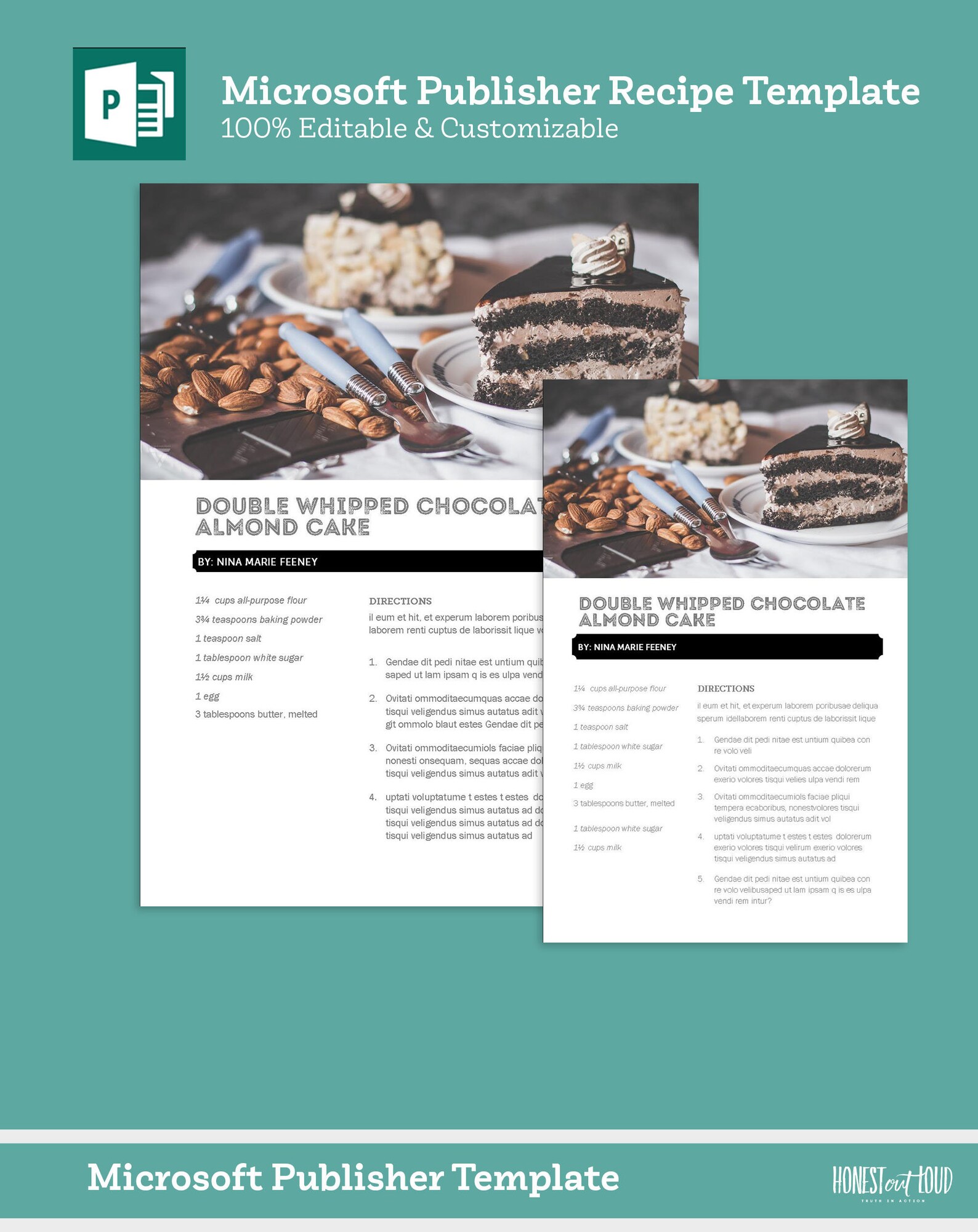 Printable Recipe & Cookbook Template | 8.5x11, A4, Half Letter Mini ...