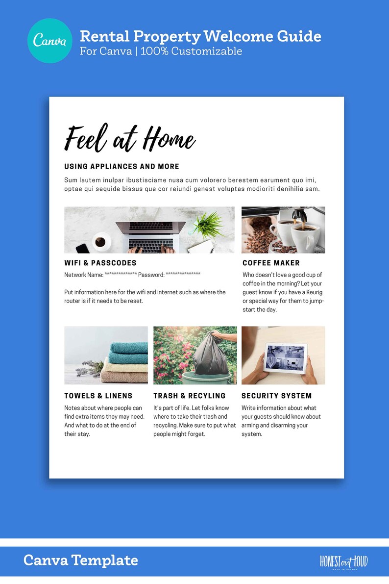 Rental Welcome Guide Template for Airbnb VRBO Hosts | Home Rental ...