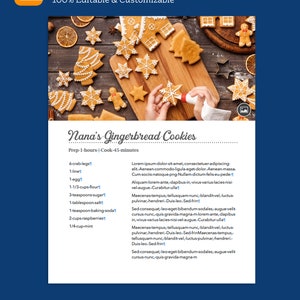 Christmas Cookie Recipe Template - Apple Pages - Letter 8.5"x11", Half ...
