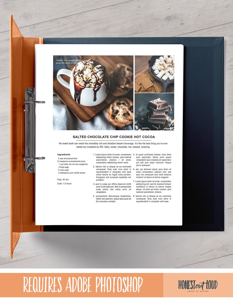 Photoshop Printable Recipe Template - US Letter 8.5x11 Instant Download ...
