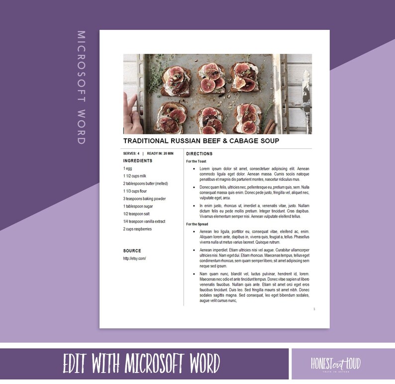 Modèle de recette imprimable Microsoft Word - Reliure de livre de ...