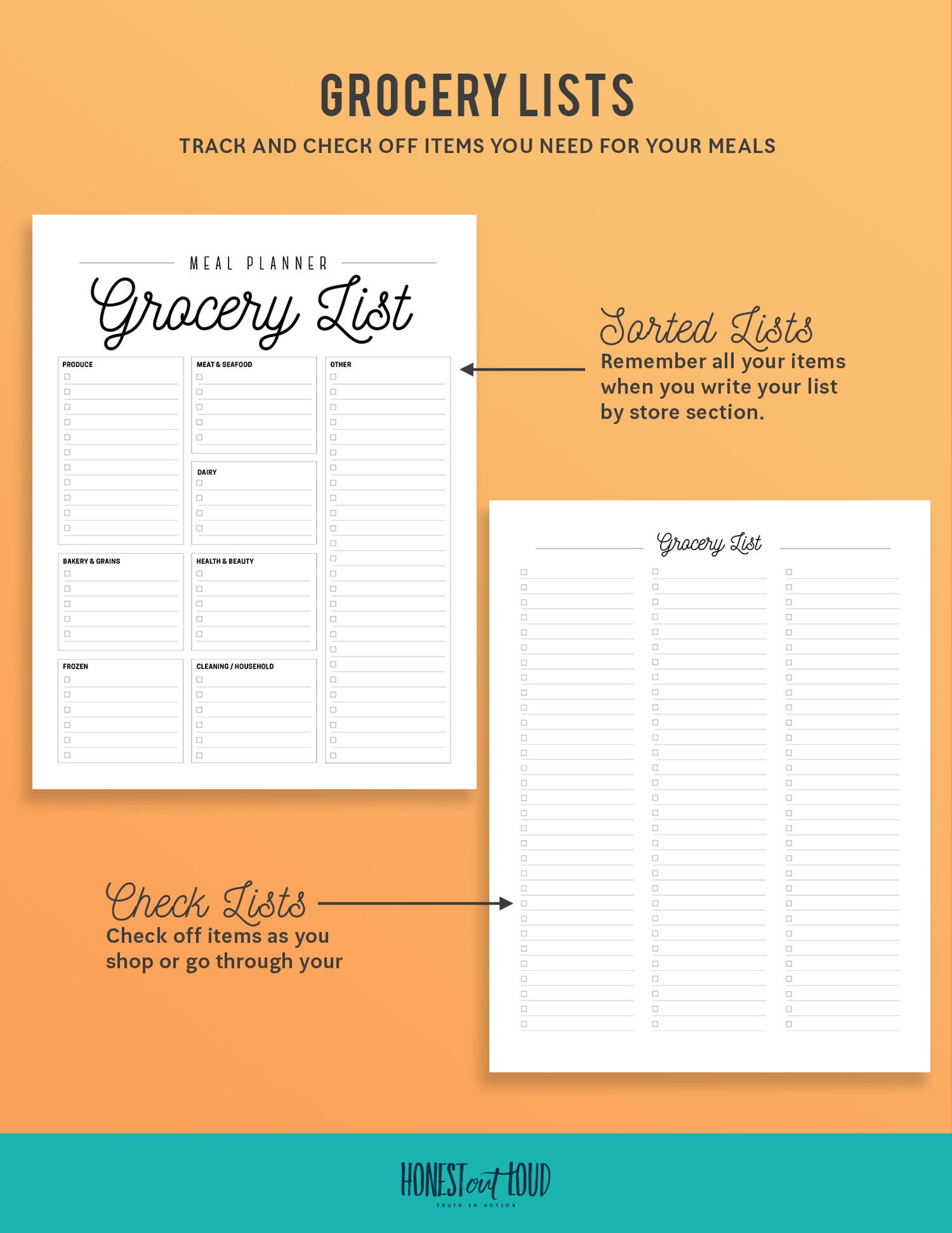 Meal and Menu Printable PDF Planner for Week and Month, Productivity ...