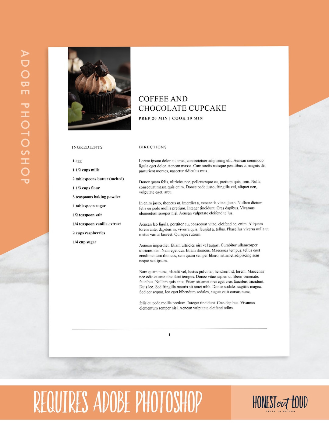 Photoshop Printable Recipe Template - 8.5x11 and A4 Instant Download ...