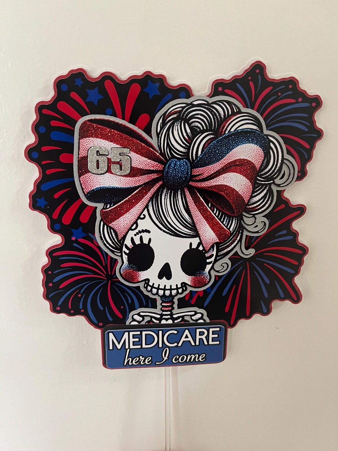 65th Skeleton Medicare Birthday Over the Hill Funny Cake Topper - Etsy