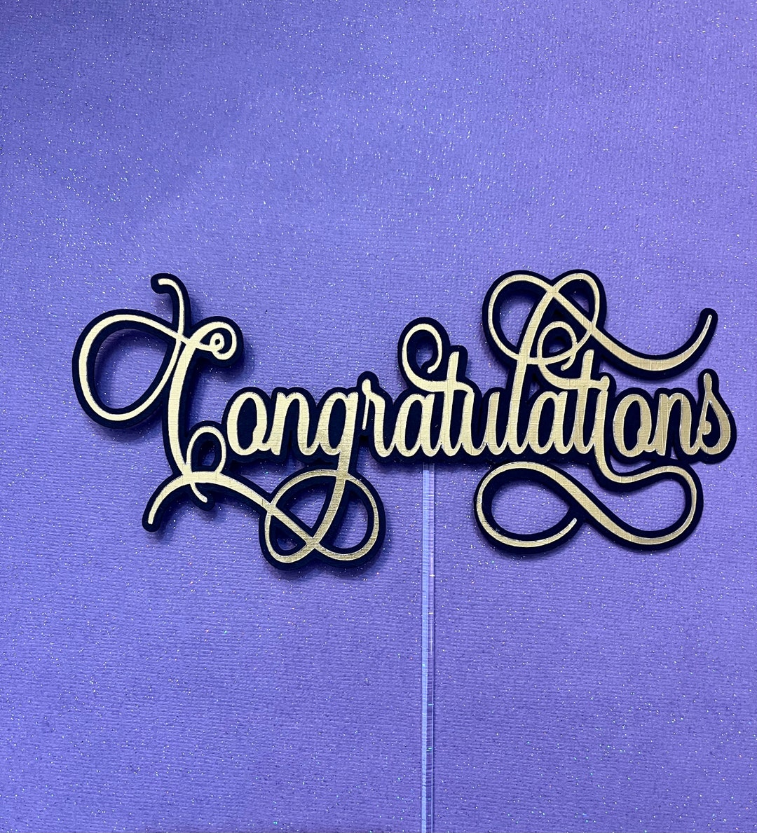 Congratulations , Gold Metallic Cake Topper - Etsy